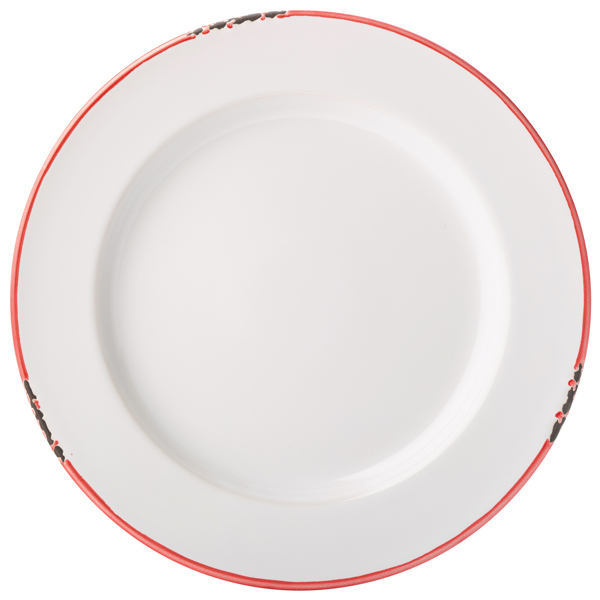 Avebury White & Red Rim Plate 10inch / 26cm