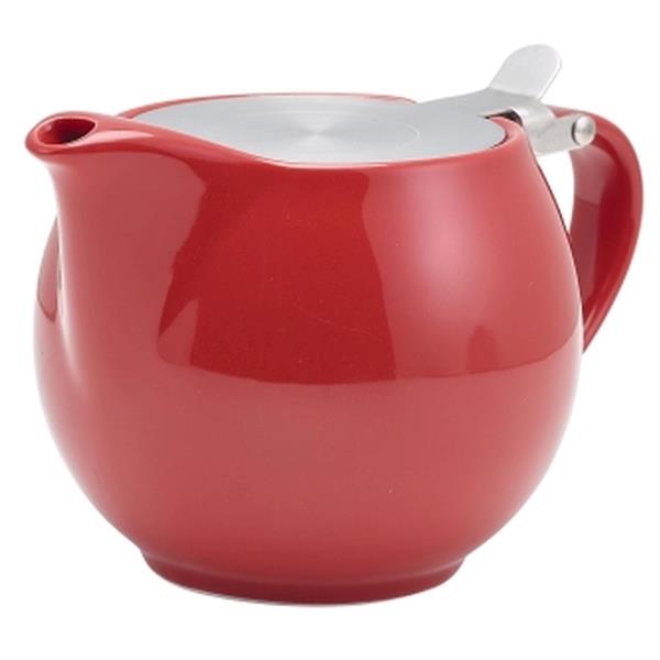 GenWare Porcelain Red Teapot with Stainless Steel Lid & Infuser 17.6oz ...