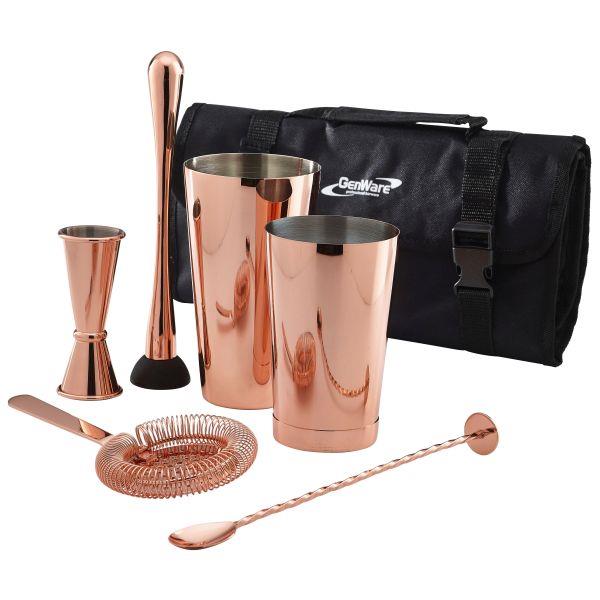 Genware 7 Piece Copper Cocktail Bar Kit