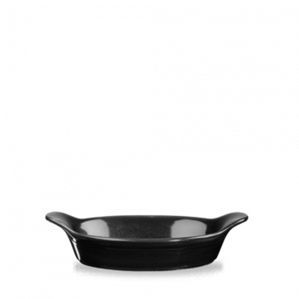 Metallic Black Small Round Eared Dish 6 x 7inch / 15 x 18cm