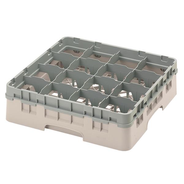 16 Compartment Glass Rack with 1 Extender H114mm - Beige