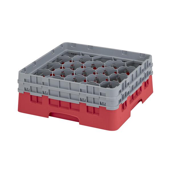 20 Compartment Glass Rack with 2 Extenders H133mm - Red