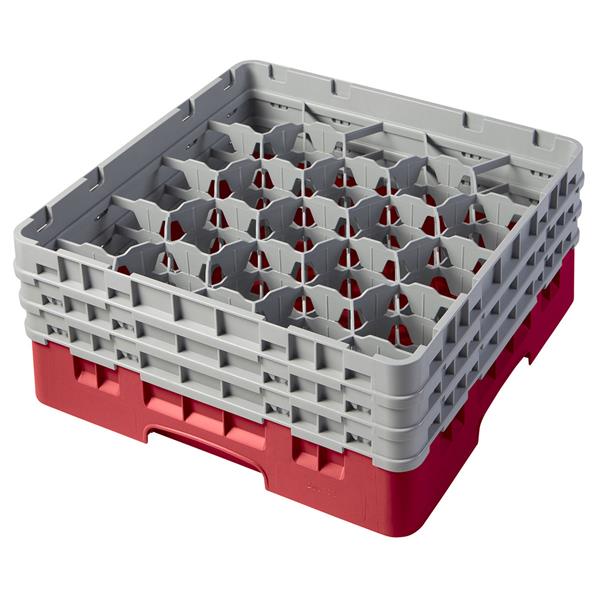 20 Compartment Glass Rack with 3 Extenders H174mm - Red