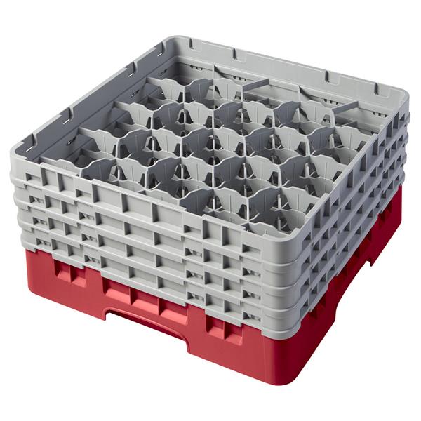 20 Compartment Glass Rack with 4 Extenders H215mm - Red