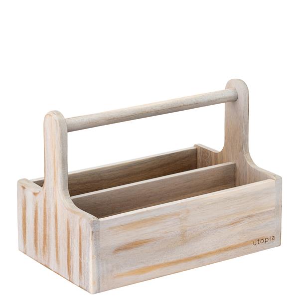 Large White Wooden Table Caddy