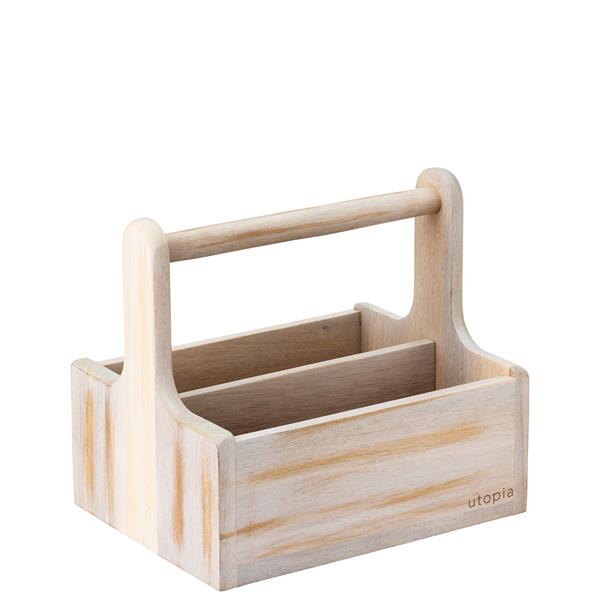 Medium White Wooden Table Caddy